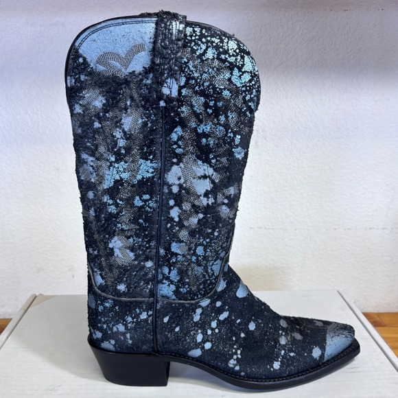 Lucchese | Shoes | Lucchese Cowboy Boots Womens 85 Black Blue Metallic ...